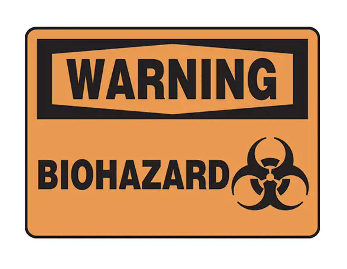 "Biohazard" Sign, 10" x 14", Aluminum, English with Pictogram - Genelyn ...